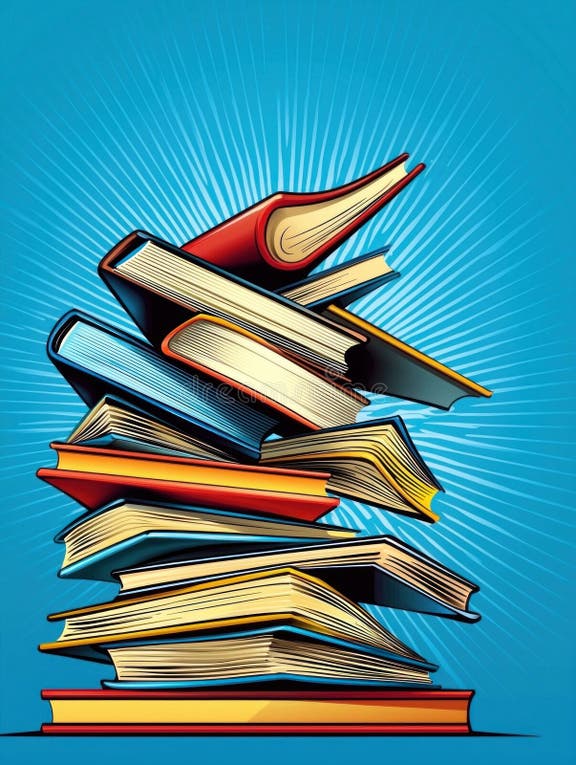 Stack of Books with Radiating Light Stock Illustration - Illustration ...