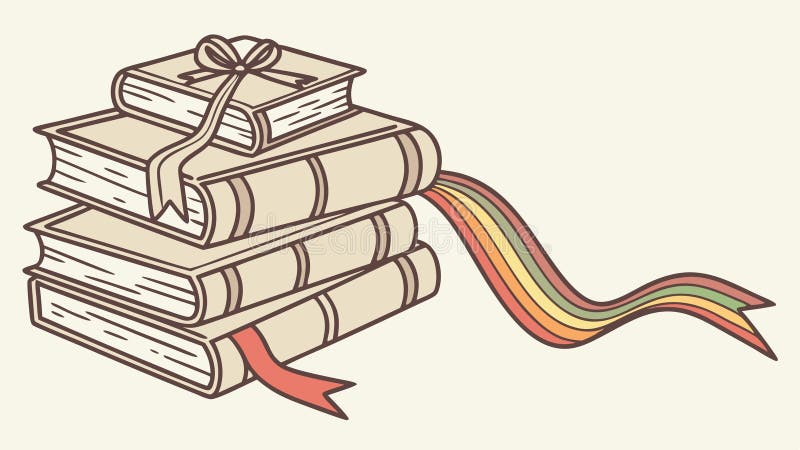 Stack of Books with Rainbow, Vector Design Generative AI Stock Vector ...