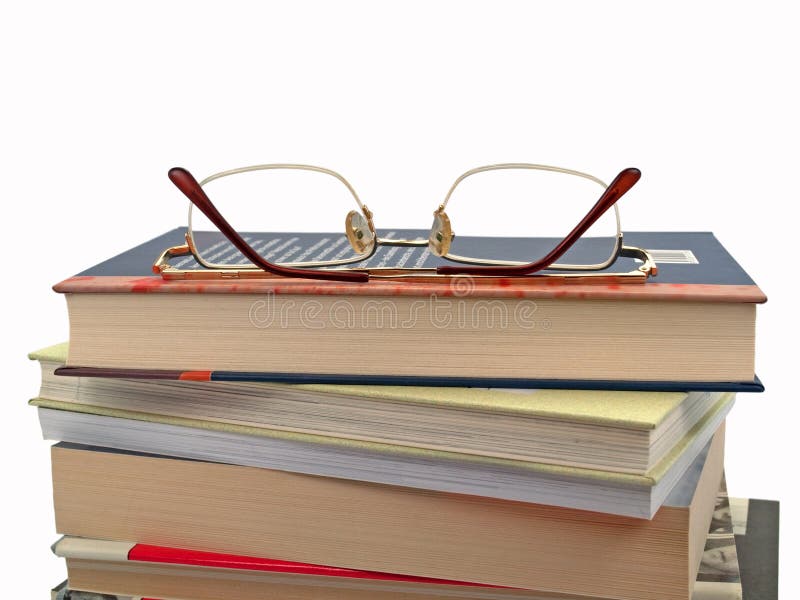 Stack of Books and Reading Glasses Stock Photo - Image of background ...