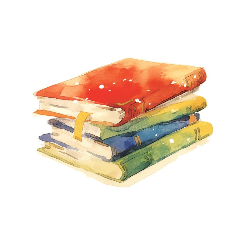 A Stack of Books with a Red Book on Top. the Books are in Different ...