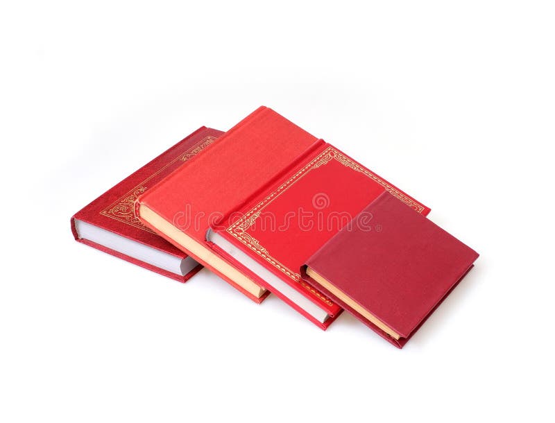 Stack of Books in Red Covers with White Sheets Isolated on a White ...