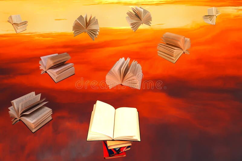Stack Books Red Sunset Sky Background Stock Photos - Free & Royalty ...