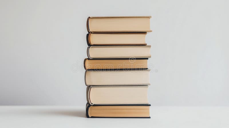 Stack of Books Resting Horizontally on a Smooth Surface Against a Soft ...