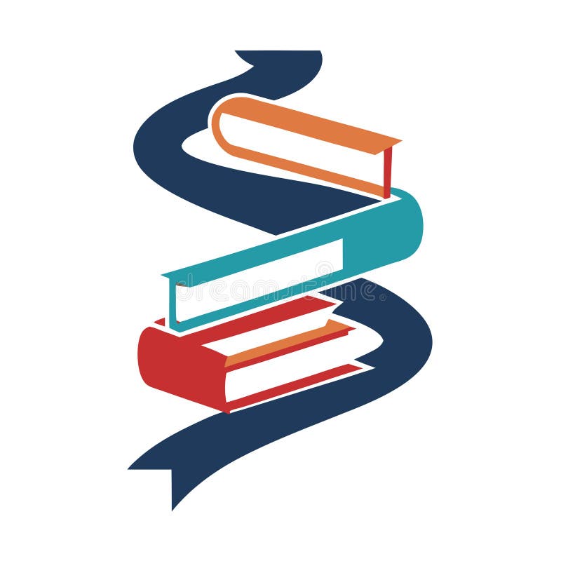Stack of Books with Ribbon Illustration for Educational Materials and ...