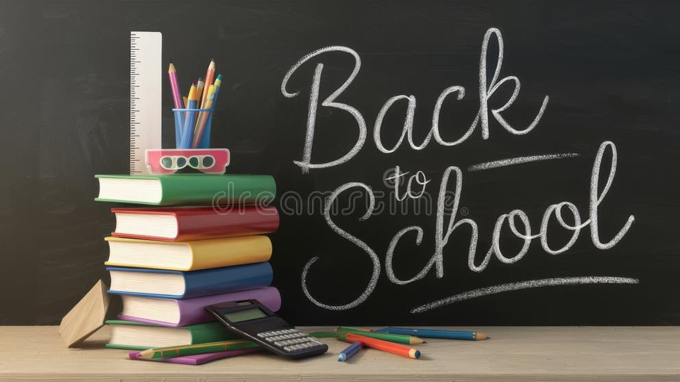 A Stack of Books with a Ruler and Pencil on Top, AI Stock Photo - Image ...