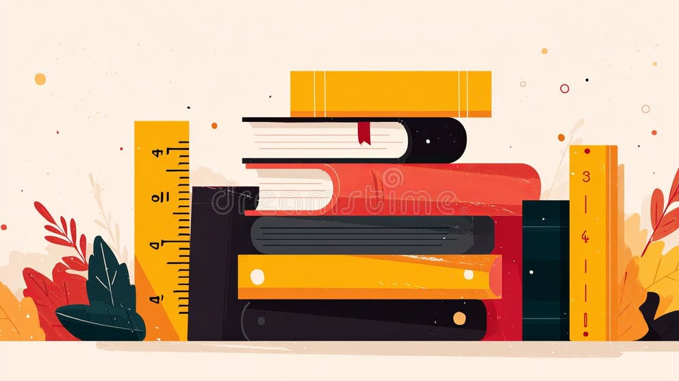 Stack of Books with Ruler on Top Stock Photo - Image of college, books ...