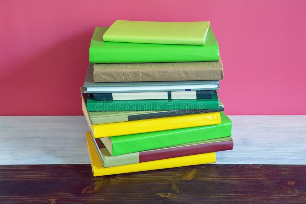 Stack of Books on Rustic Table. Copy Space Stock Photo - Image of copy ...