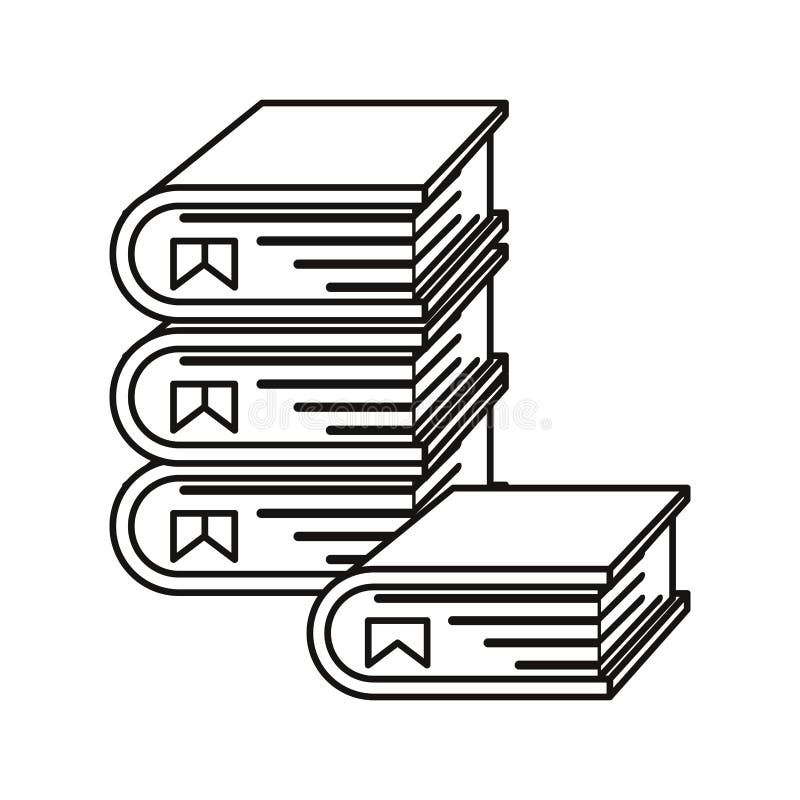 Stack Books School White Background Outline Stock Illustration ...