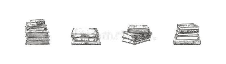 Stack of Books Set Hand Drawn Style. Vector Illustration Design Stock ...