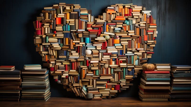 A Stack of Books in the Shape of a Heart, a Symbol of the Love of ...