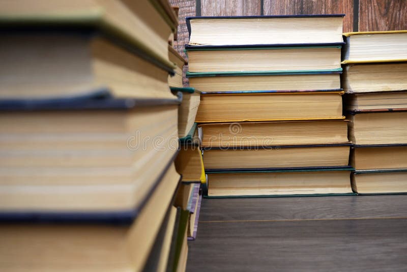 Stack of Books on the Shelf, Pile of Old Books Stock Image - Image of ...