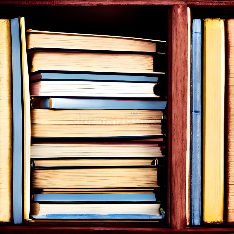 Stack of books on shelf stock illustration. Illustration of isolated ...