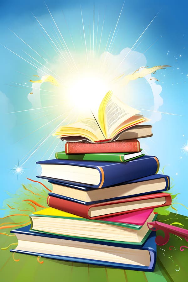 Stack of Books Sitting on Top of Each Other on Top of Grass Covered ...