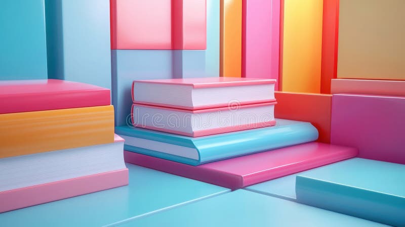 A Stack of Books Sitting on Top of a Table Stock Illustration ...