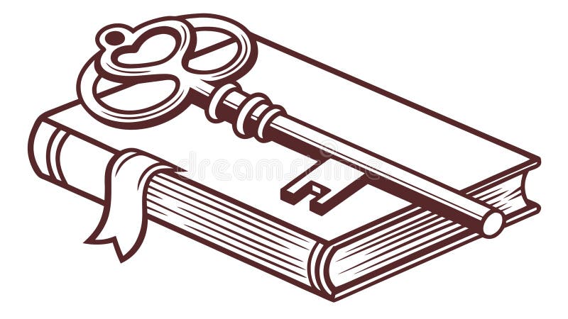 Stack of Books with Skeleton Key, Unlocking Knowledge, Vector Design ...