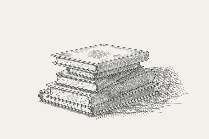 Stack of Books - Sketch Isolated on White Background. Symbol of ...