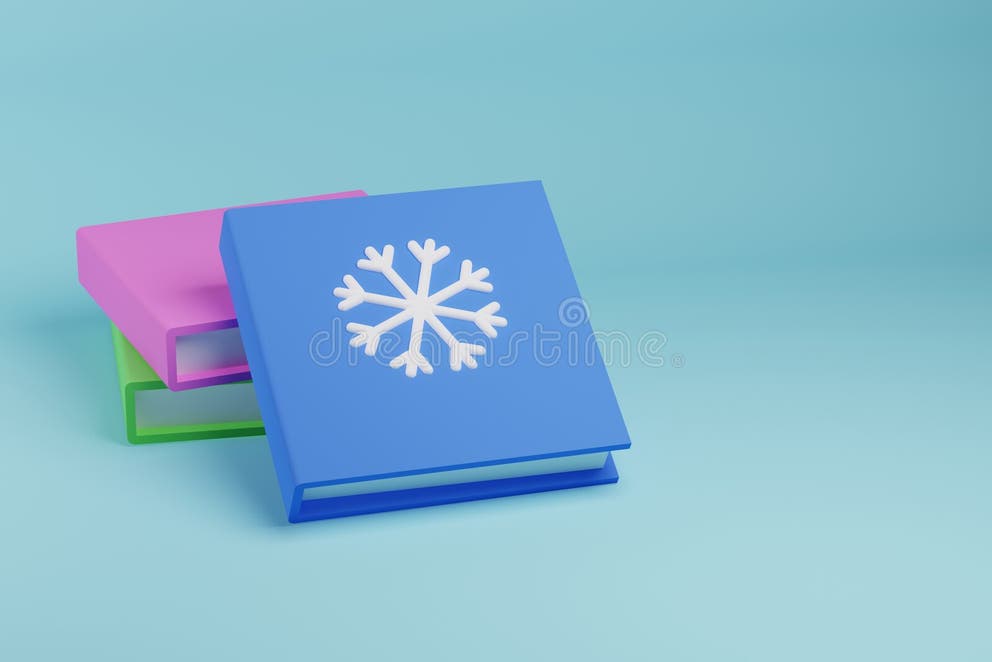 Stack of Books with Snowflake on the Cover, 3d Render Stock ...