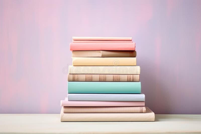 Stack of Books in Soft Pastel Colors. Generative AI Stock Illustration ...