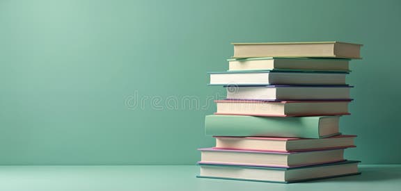 Stack of Books on Solid Color Background. Pile of Textbooks in a Studio ...