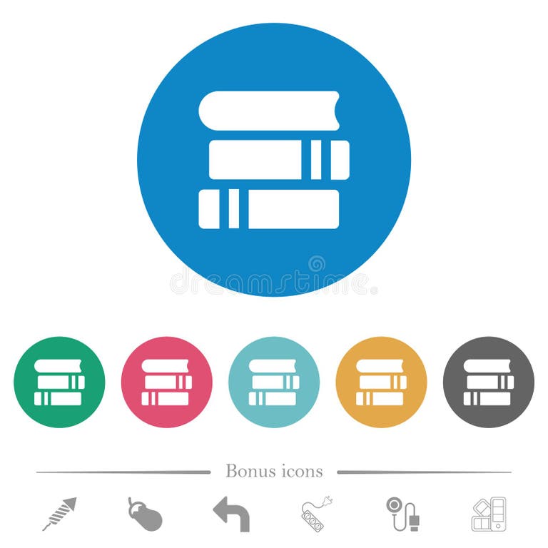Stack of Books Solid Flat Round Icons Stock Vector - Illustration of ...