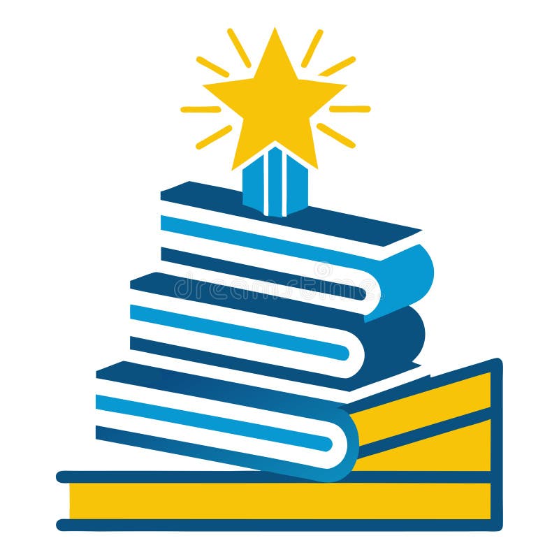 Stack of Books with Star - Education, Knowledge, and Achievement Icon ...