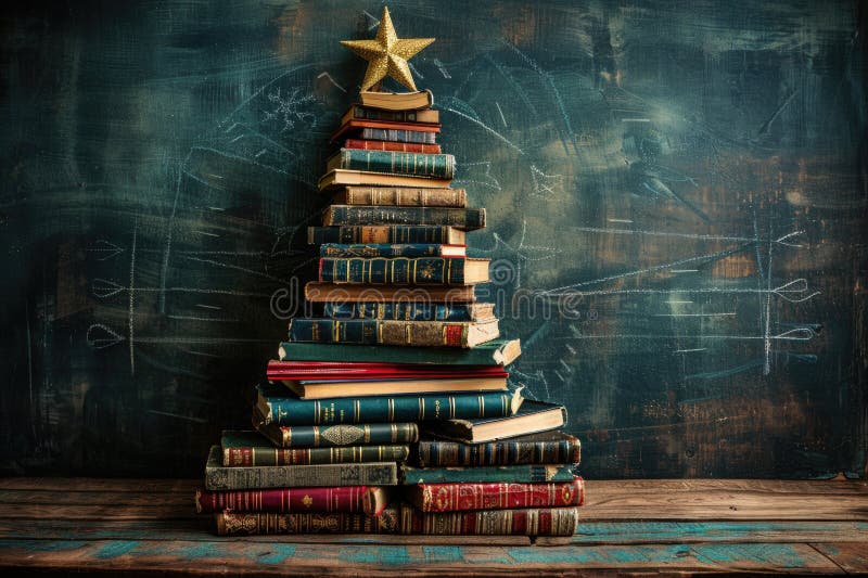 Stack of Books with Star on Top. Generative AI Stock Image - Image of ...