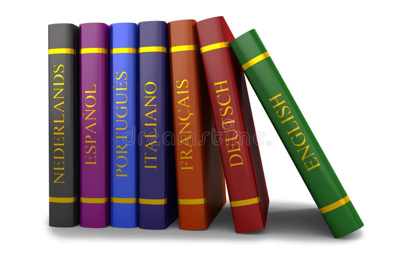 A Stack of Books on the Study of Languages Stock Illustration ...