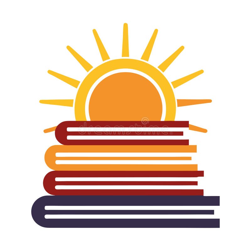 Stack of Books with Sun, Knowledge and Education Concept Vector Design ...