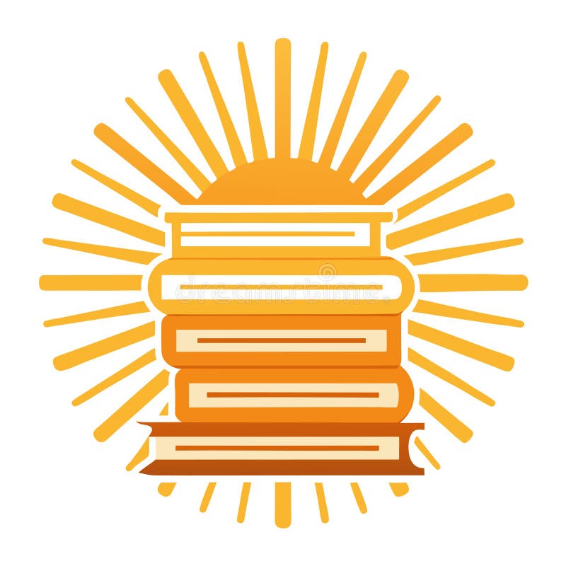 Stack of Books with Sunrise Icon, Education and Knowledge Graphic Stock ...