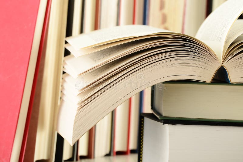 Stack of Books on the Table Stock Image - Image of education, closeup ...