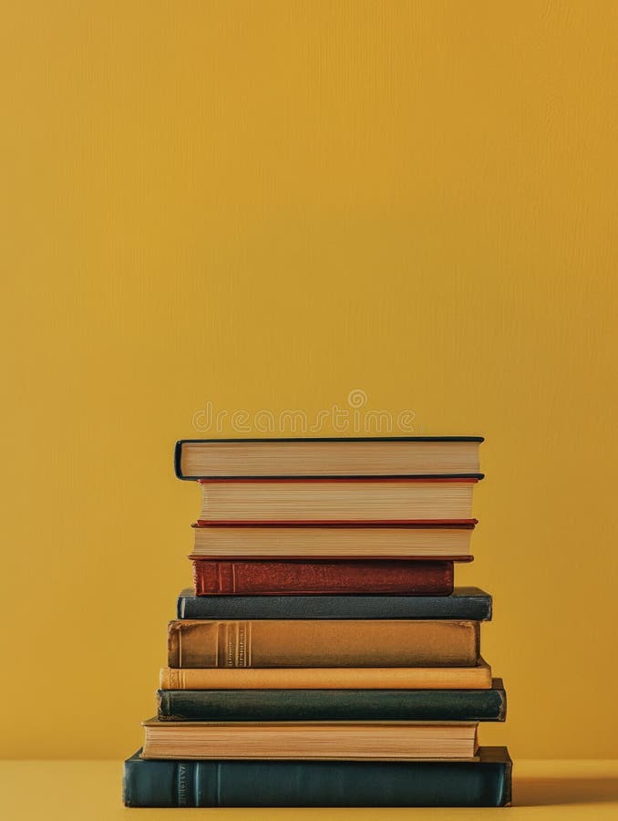Stack of books on table stock image. Image of generated - 374540671