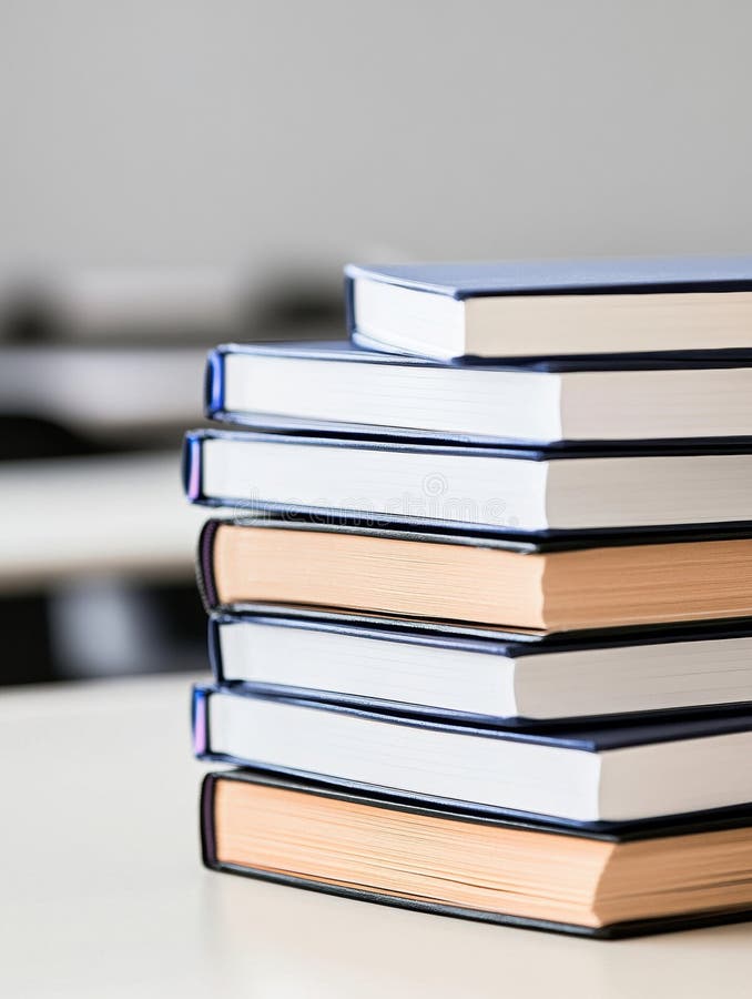 Stack of books on a table stock illustration. Illustration of textbook ...