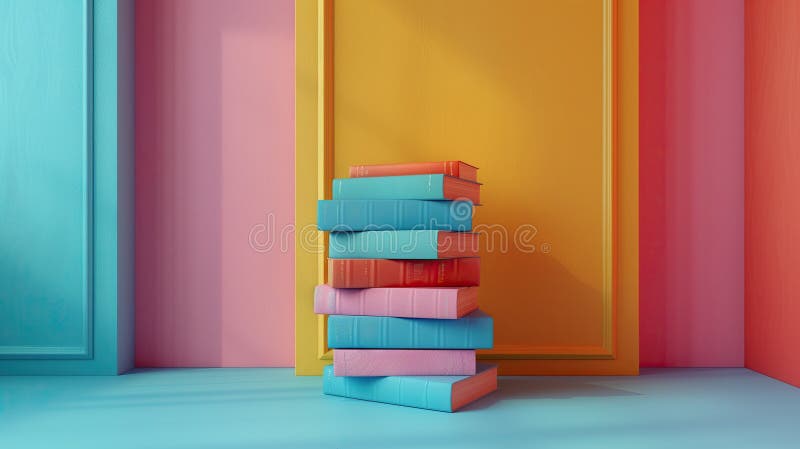 Stack of Books on Blue Background. Education Concept. Stock Image ...