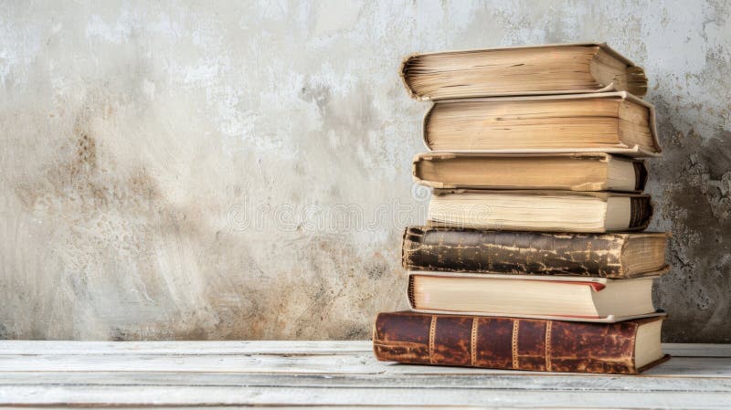 A Stack of Books on a Table Stock Image - Image of table, textbooks ...