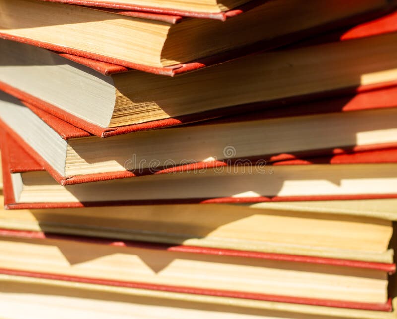 Stack of Books on the Table, Pile of Books Stock Photo - Image of cover ...