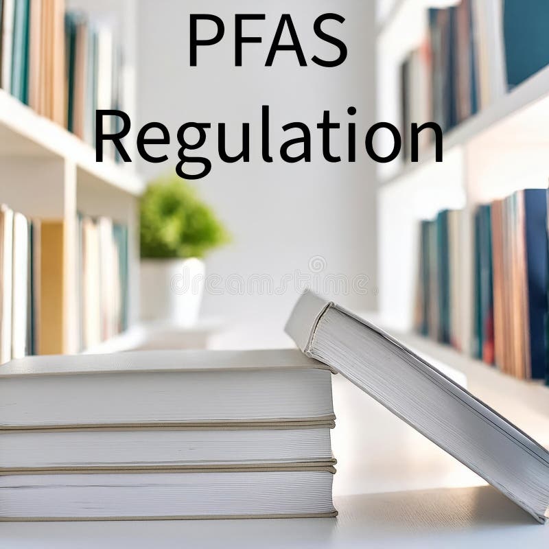 Stack of Books on a Table with Text PFAS Regulation. Generative AI ...