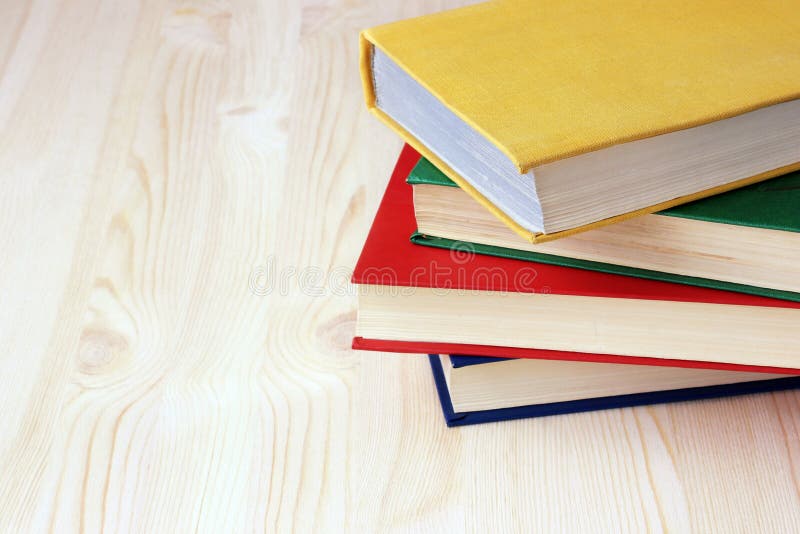 Stack of Books on Table, Top View. Science, Knowledge, Library. Stock ...