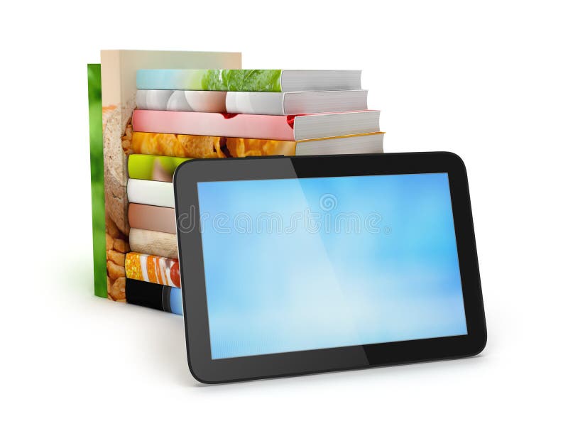 Stack of Books and Tablet Computer Stock Illustration - Illustration of ...