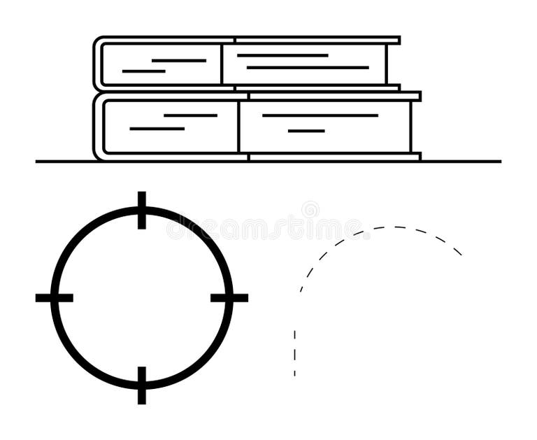 Stack of Books with Target and Dashed Line, Educational Focus and ...