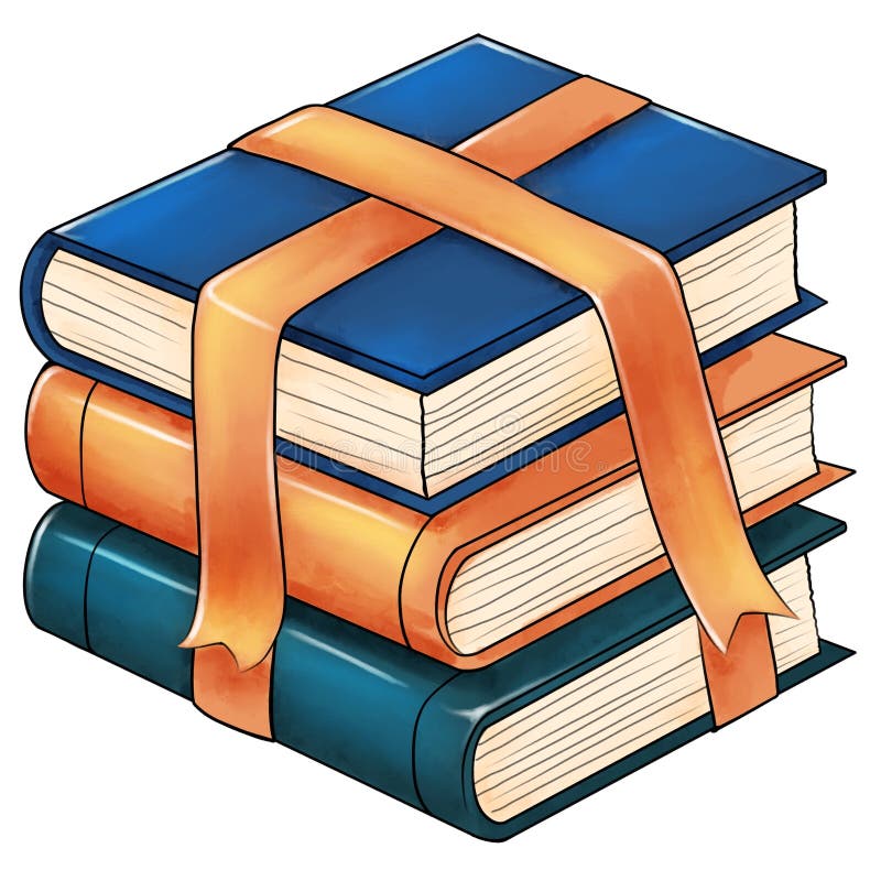 Stack of Books Tied with Ribbon Illustration Stock Illustration ...