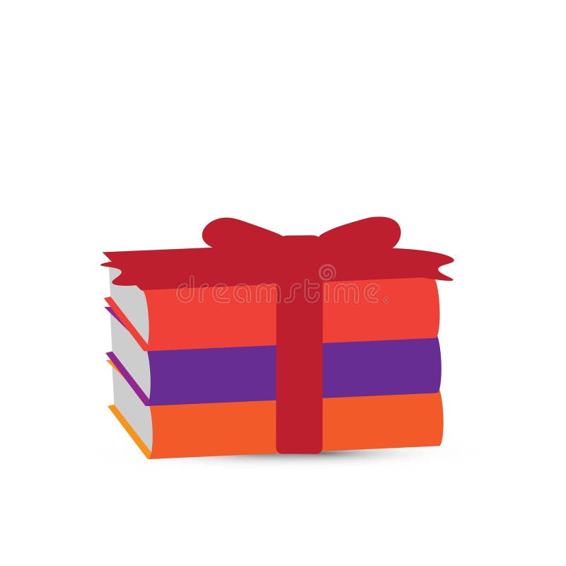 Stack of Books Tied Up with Red Ribbon, Books Gift Concept Stock Vector ...