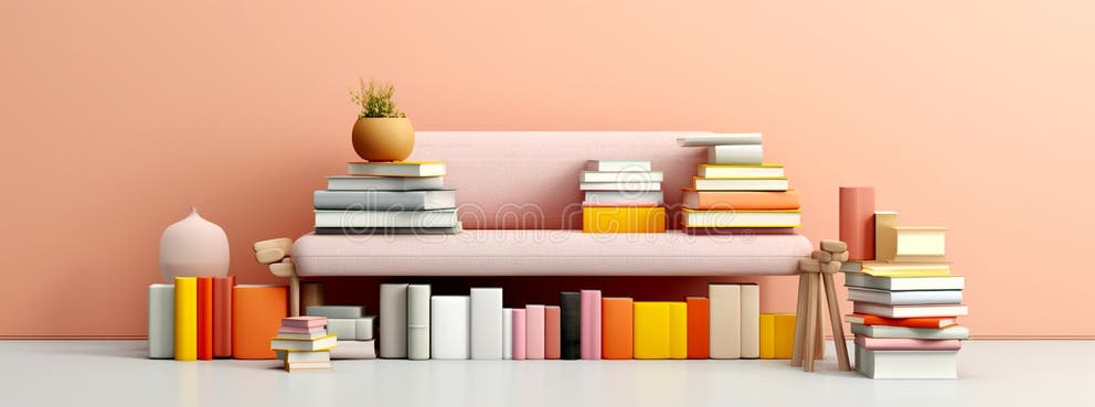 Stack of Books with Titles Book Reading Benefits on Spines. Stock Photo ...