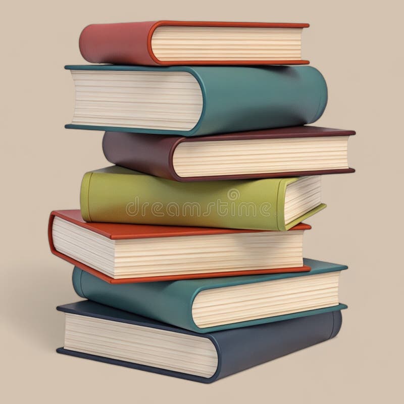 A Stack of Books with the Top Book Being a Green Book Stock ...