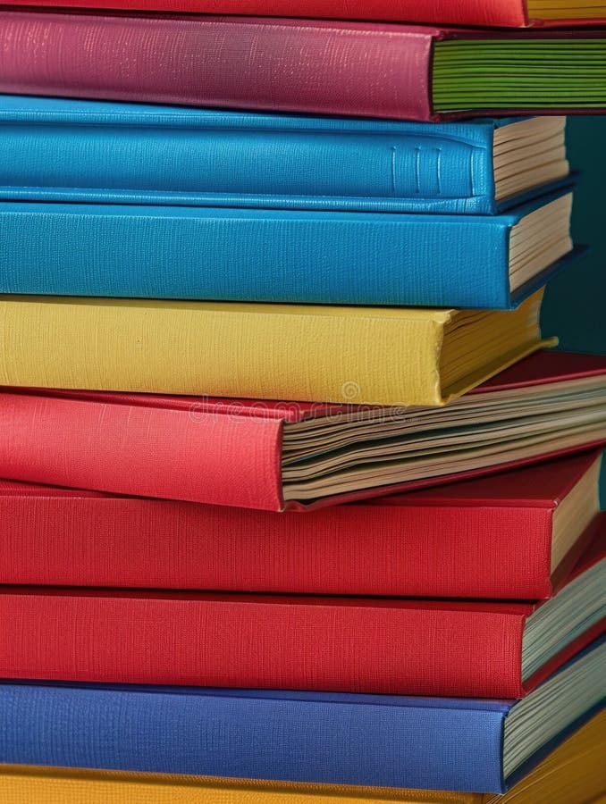 A Stack of Books with the Top One Being Red Stock Photo - Image of ...