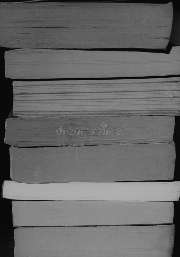 A Stack of Books with Unique Textures in Black and White Stock Image ...