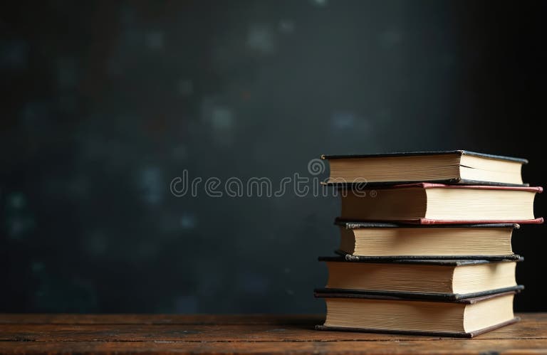 Stack Books University Library Black Background. Education, Literature ...