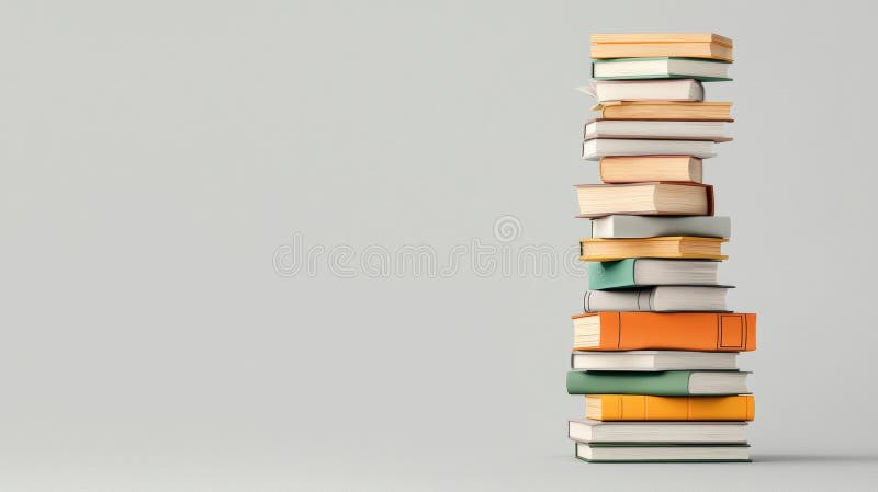 A Stack of Books with Various Colored Spines. Stock Photo - Image of ...