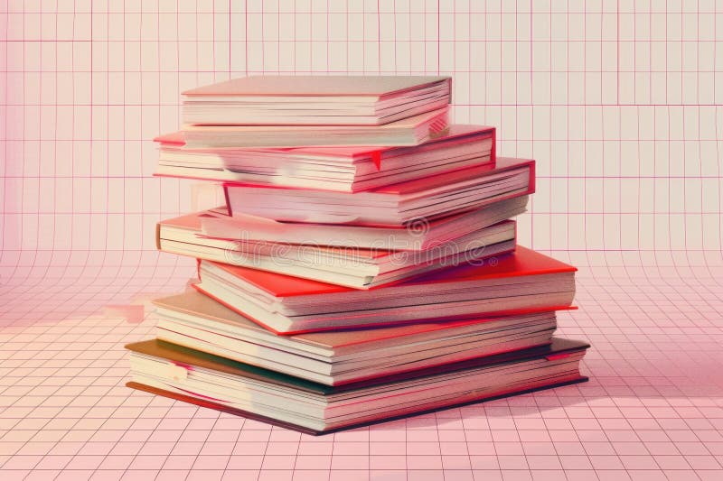 Stack of Books in Various Colors Placed on a Grid-patterned Surface ...