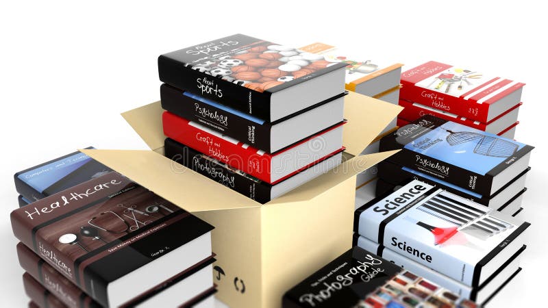 Stack of Books with Various Subjects Stock Illustration - Illustration ...
