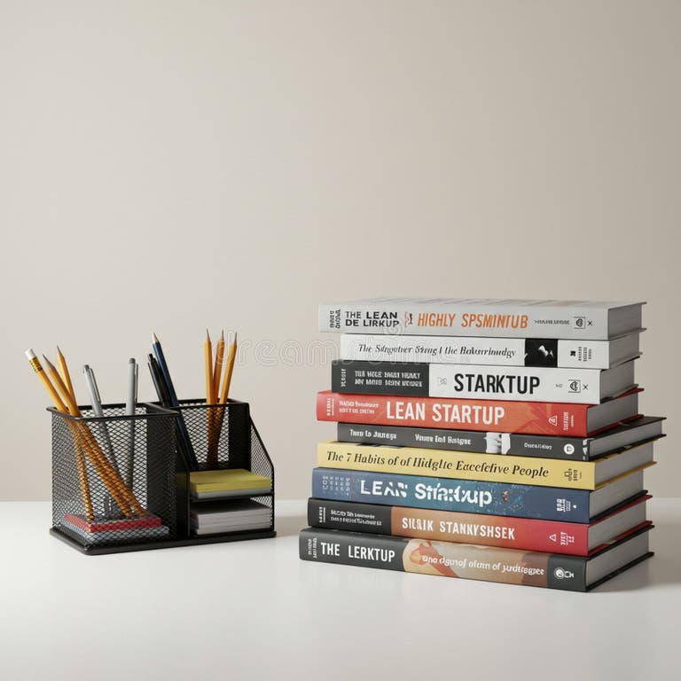 A Stack of Books with Various Titles Featuring Words Like "Lean ...